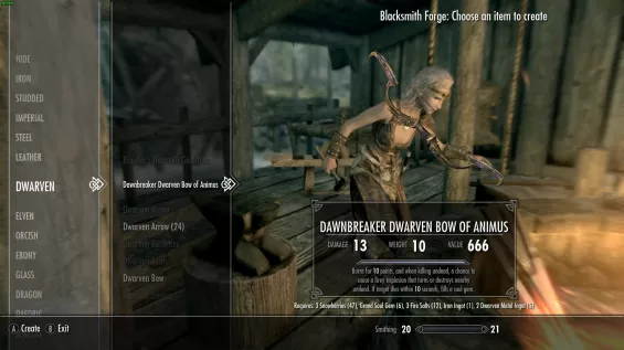 Dawnbreaker Dwarven Bow Of Animus 武器 - Skyrim Special Edition Mod ...