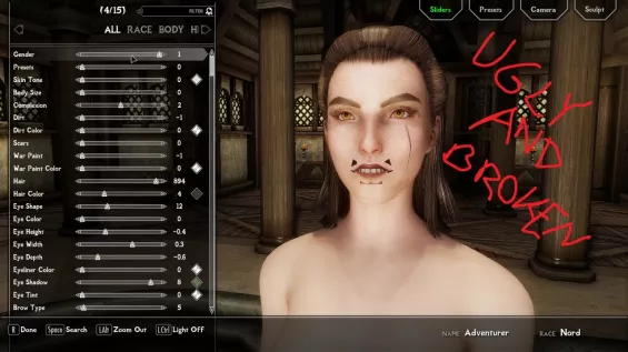 High Poly Head - Vanilla Presets Fix パッチ - Skyrim Special Edition Mod ...