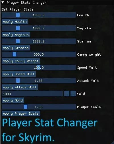 Player Stats Changer ユーティリティ - Skyrim Special Edition Mod データベース MOD紹介 ...